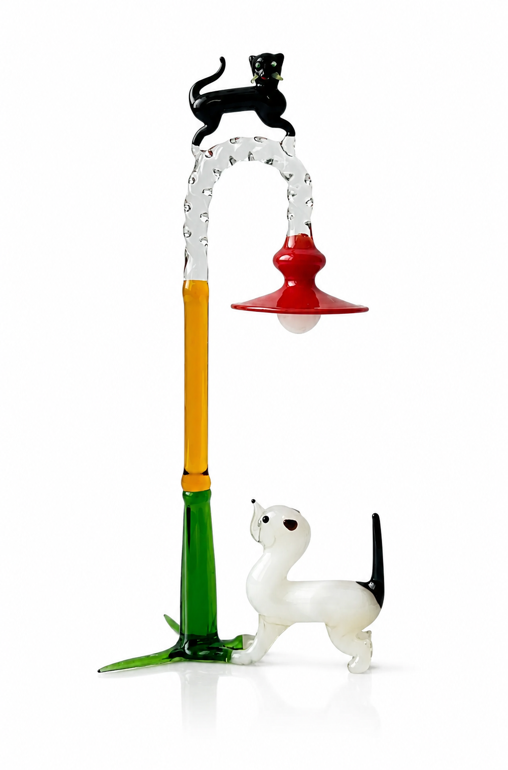 Lauscha Glass Figurine, Early 20th Century Cat Dog Streetlamp German A ...